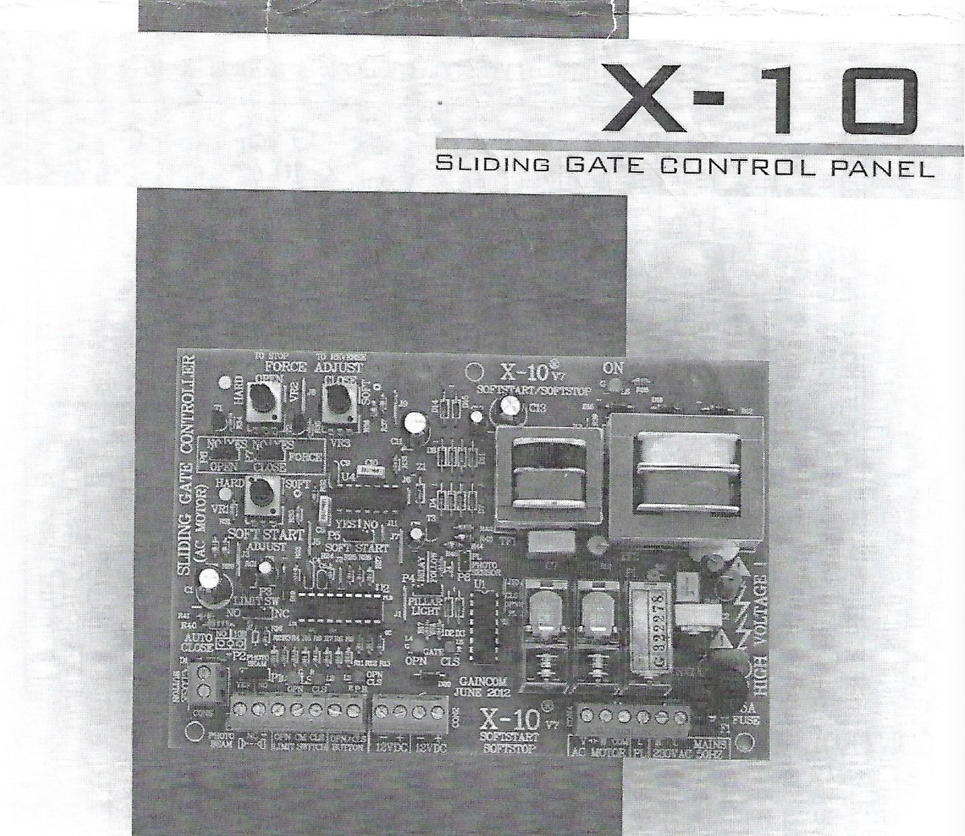 sliding gate control panel x-10 setting and programming configuration ...